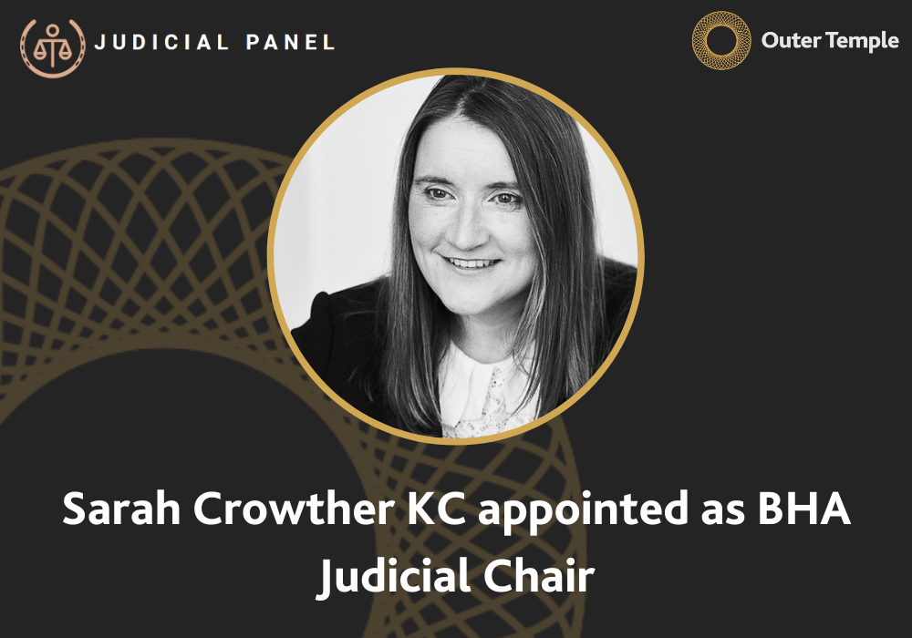 Sarah Crowther KC appointed as BHA Judicial Chair - Outer Temple ...