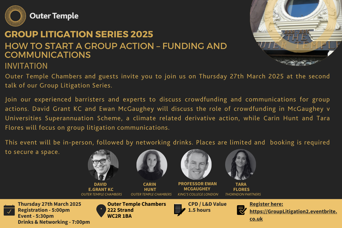 Event: Talk 2 - Group Litigation Series 2025; 'How to Start a Group ...